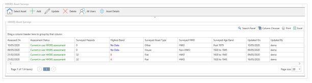 14 HHSRS ASSET DATA SCREEN